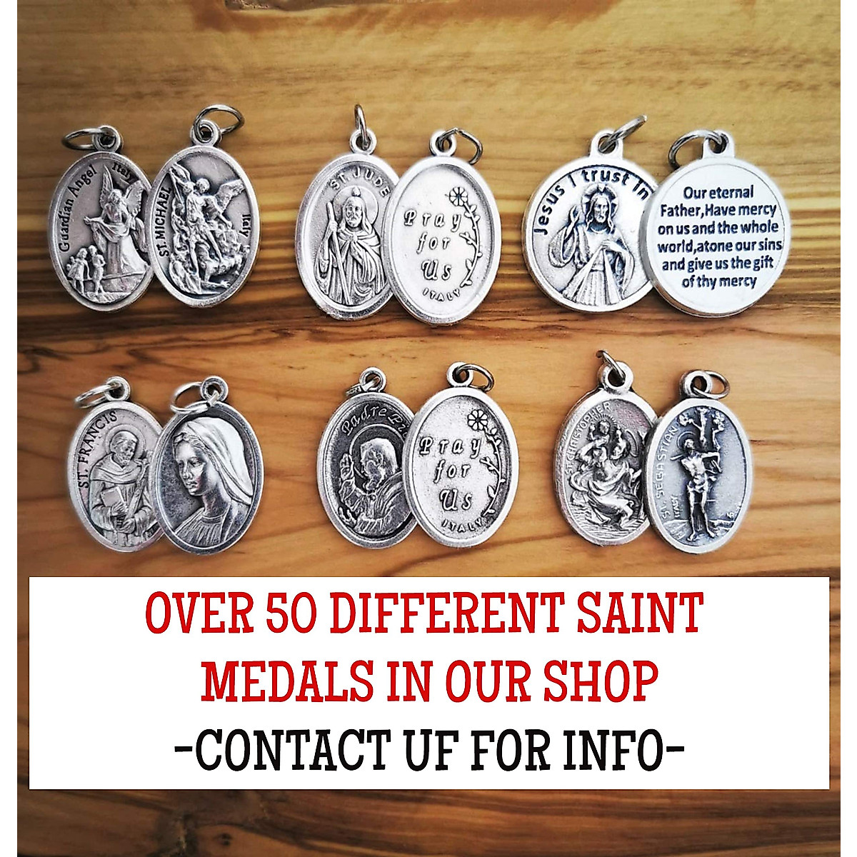 MedjugorjeStoneGifts St Michael Guardian Angel Medal Pendant Lot - Catholic Saint Archangel Michael Bracelet Necklace (25 MEDALS)