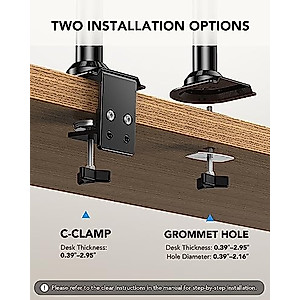 HUANUO Single Monitor Mount - Gas Spring Monitor Arm Fits 13-32'' Monitor, Full Motion Swivel, Single Monitor Stand, Ultra Height Adjustable for Stand Work, Monitor Desk Stand with VESA, Max 19.8lbs