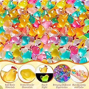SYWHXY 64PCS Luminous Mini Chicken Figurines Resin Miniature Animals, 8 Colors Tiny Chickens Miniature Glow in The Dark for Dollhouse, Micro Landscape, DIY, Home Outdoor Party Decor