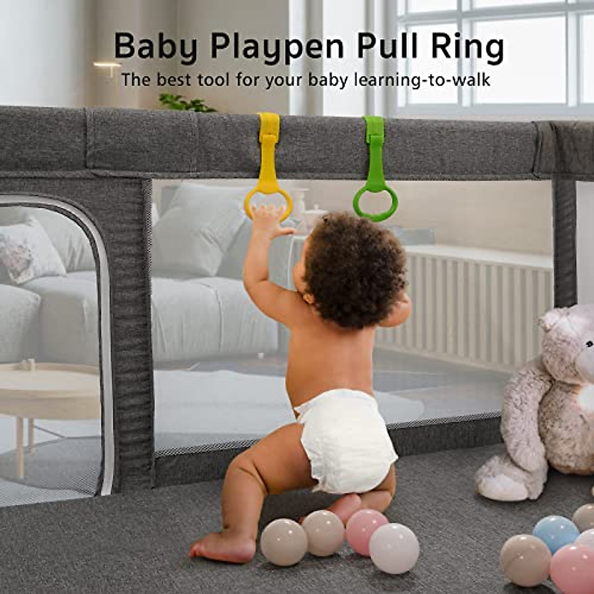 UANLAUO Baby Playpen, 71x59 inch Large Playpen for Babies and Toddlers, Sturdy Baby Play Yards with Anti-Slip Base, Non-Toxic, Safe Indoor & Outdoor Kids Play Pin with Breathable Mesh Without Mat