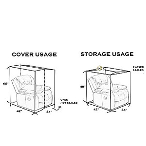 Wowfit Furniture Cover – Dust-Proof Moving Bag for Chairs, Recliners, & Moving Boxes – Clear & Odorless Plastic Bag for Moving – 4mil Thick Chair Cover – 34W x 42D x 65/48H Inches