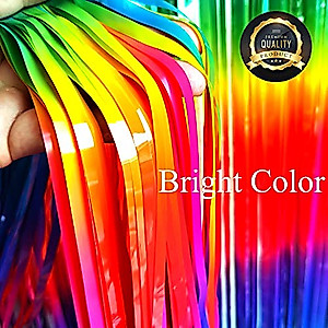 Rainbow Foil Fringe Curtain Backdrop Tinsel Photo Booth Props for Birthday Gay Pride Day Circus Bachelorette Wedding Engagement Bridal Shower Baby Shower Happy New Year Party Decorations - 2 Packs