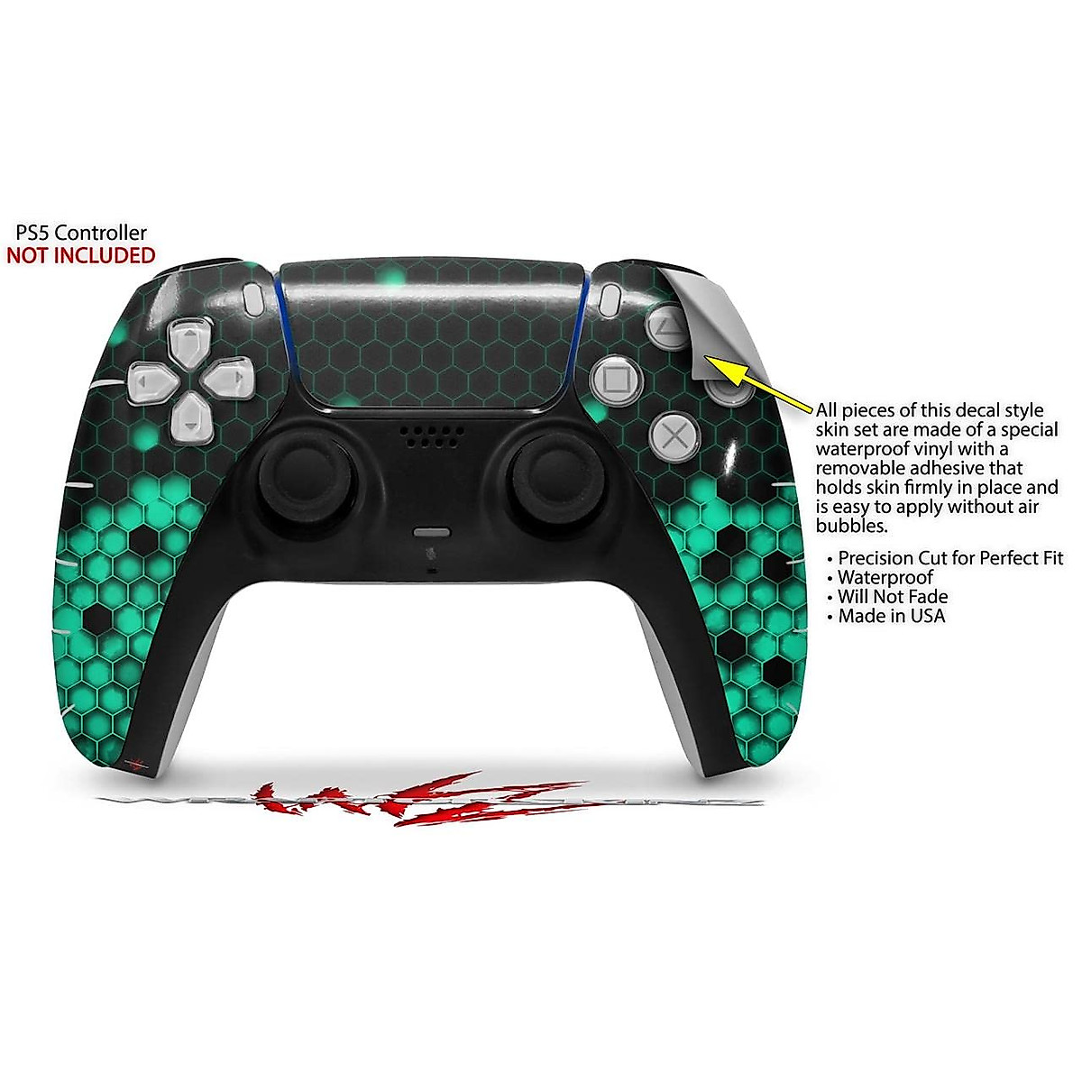WraptorSkinz Skin Wrap compatible with Sony PS5 DualSense Controller HEX Seafoan Green (CONTROLLER NOT INCLUDED)