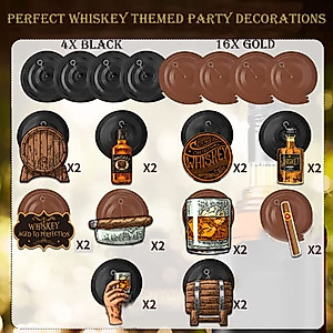 Whiskey Birthday Party Decorations Set, Aged to Perfection Birthday Party Supplies, 40Pcs Party Hanging Swirls, Beer Cake Toppers for Adult Men 30th 40th 50th 60th Cheers and Beers Party