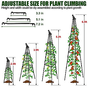 MYard 2 Pack Garden Obelisk Trellis for Climbing Plants Outdoor, 6.5FT Tall Rustproof Metal Plant Support Trellis, Garden Tower Trellis for Potted Plants Flowers Vines Vegetable Indoor Outdoor