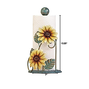 Collections Etc Metal Sunflower Paper Towel Holder, Yellow