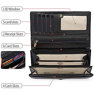 GOIACII Women's Wallet RFID Blocking Genuine Leather Large Capacity Card holder Ladies Clutch purses for women