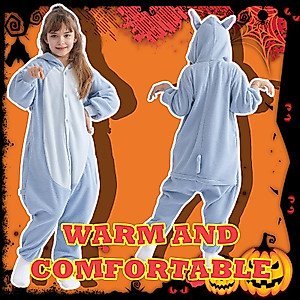 Beauty Shine Onesie Cartoon Animal Costume One Piece Pajamas Cosplay Halloween Christmas Sleepwear Jumpsuit Homewear (US, Age, 8 Years, Stitch)