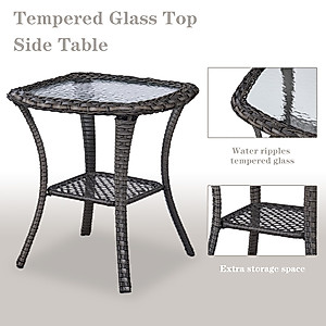 Belord Outdoor Swivel Rcoker Patio Chair - 3 Pieces Wicker Swivel Glider Chairs with Side Table, Patio Furniture Set for Porch Deck Balcony Garden