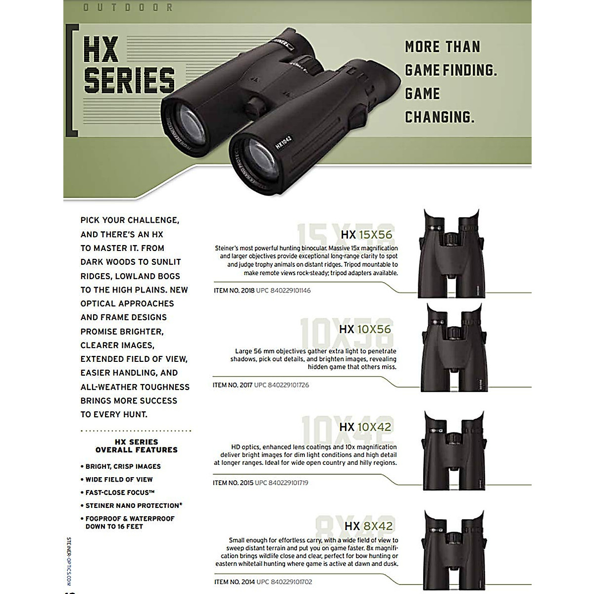 Steiner HX Series Binoculars, Versatile, Clear, High Precision Adventure Optics for Low Light and Daylight Situations, 10x42