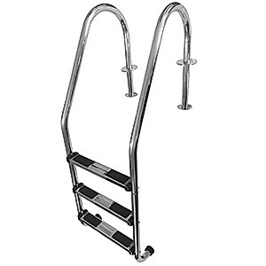 FibroPRO® Stainless Steel In Ground Swimming Pool Ladder with Easy Mount Legs (3 Step)