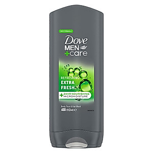 Dove Men+Care Refreshing Extra Fresh 3-In-1 Hair, Body And Face Wash Pack Of 3 With 24-Hour Nourishing Micromoisture Technology Body Wash For Men 400 Ml