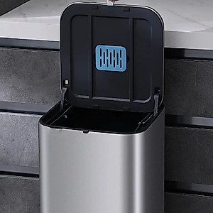 LIRUXUN Metal Trash Can Big Organizer Stainless Steel Garbage Bin Recycling Storage Household Utilities