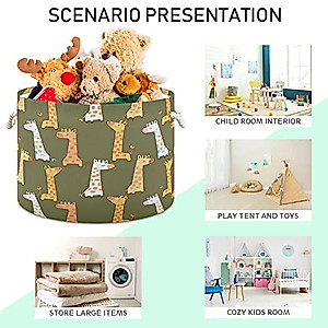 xigua Large Basket for Toys Cartoon Giraffe Storage Bin Box Kids Laundry Hamper Collapsible Fabric Organizer Bin for Nursery Clothes, Toys, Books, Home Decor227