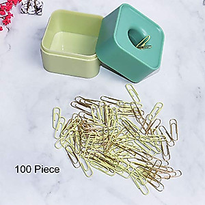 MultiBey Paper Clips Medium Paperclips Holder Built-in Magnetic Dispenser for Office Supplies Desk Organizer, 100 Clips per Box (Green)