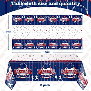 4 Pcs Baseball Party Decorations kit with 3pcs Baseball Theme Tablecloth and 1pc Baseball Banner, Baseball Party Supplies for Kid and Baseball Fans Sports Theme, Birthday Decor