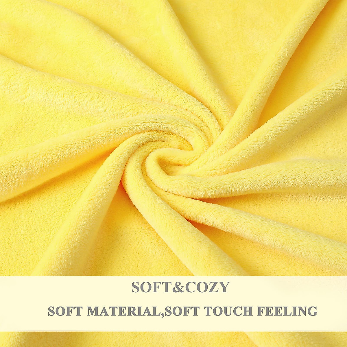 JIAHANNHA Yellow Fleece Throw Blanket 50"x60" for Adults, Super Soft Cozy Plush Velvet Throw Blanket for Couch Sofa Bed,Warm and Lightweight