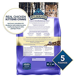 Blue Buffalo Cat Food for Kittens, Natural Chicken Recipe, High Protein, Dry Cat Food, 5 lb bag