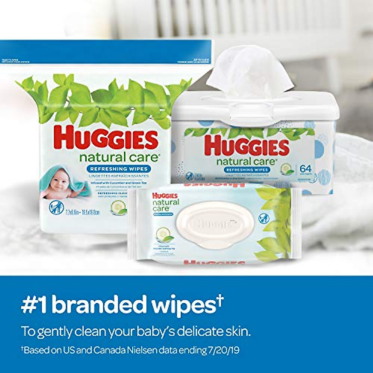 HUGGIES Refreshing Clean Baby Wipes, 172 Count (Pack of 2), 352 Total Wipes