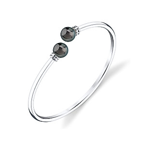 The Pearl Source 8-9mm Genuine Black Tahitian South Sea Cultured Pearl Jackie Bracelet for Women