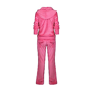 Yasumond Womens Velour Tracksuit Set Soft Sports Zip Up Hoodie and Sweat Pants 2 Pieces Sweatsuits (Coral, M)