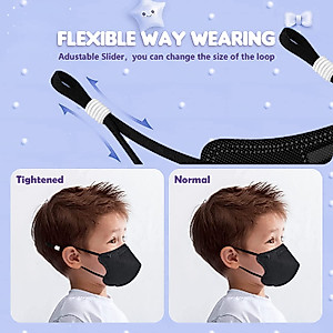 YUIKIO Kids KN95 Masks for Children 30 Packs, 5 Layers Breathable KN95 mask for kids Disposable Kids Face Masks With Adjustable Buckle for Boys Girls(Black)