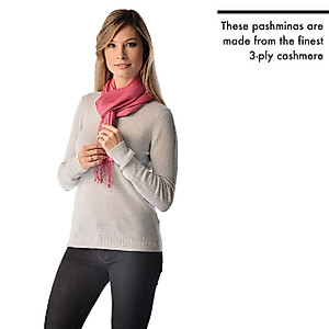 Cashmere Boutique Women Pashmina Scarf for Daily Wear, Wedding, Evening Party, and Winter Warm - 70% Cashmere and 30% Silk - Purple, 12" x 60"