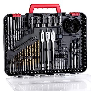 AVID POWER Drill Bit Set, Titanium Twist Brad Point Drill Bits for Drill/Driver, Drill and Screwdriver Bits Combo Kit with Case for Metal, Wood, Concrete and Masonry, 100 Pieces