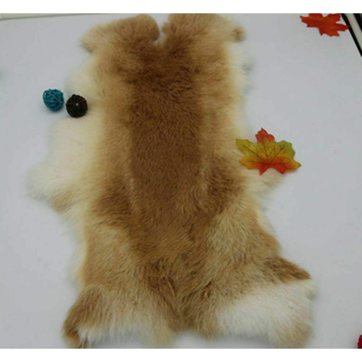 Tanned Natural Real Fur Rabbit Skin Pelt Hide Decorative Craft Grade Rabbit Pelts Sewing Quality Leather Rug Blanket（10'' by 12'' Yellow Cattle）