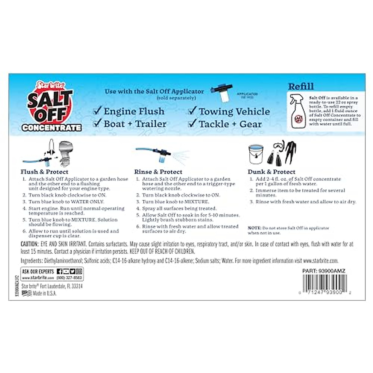 STAR BRITE Salt Off Concentrate - 1 Gallon - Ultimate Salt Remover Wash & Marine Engine Flush for Boats, Vehicles, Trailers, and More (093900N)