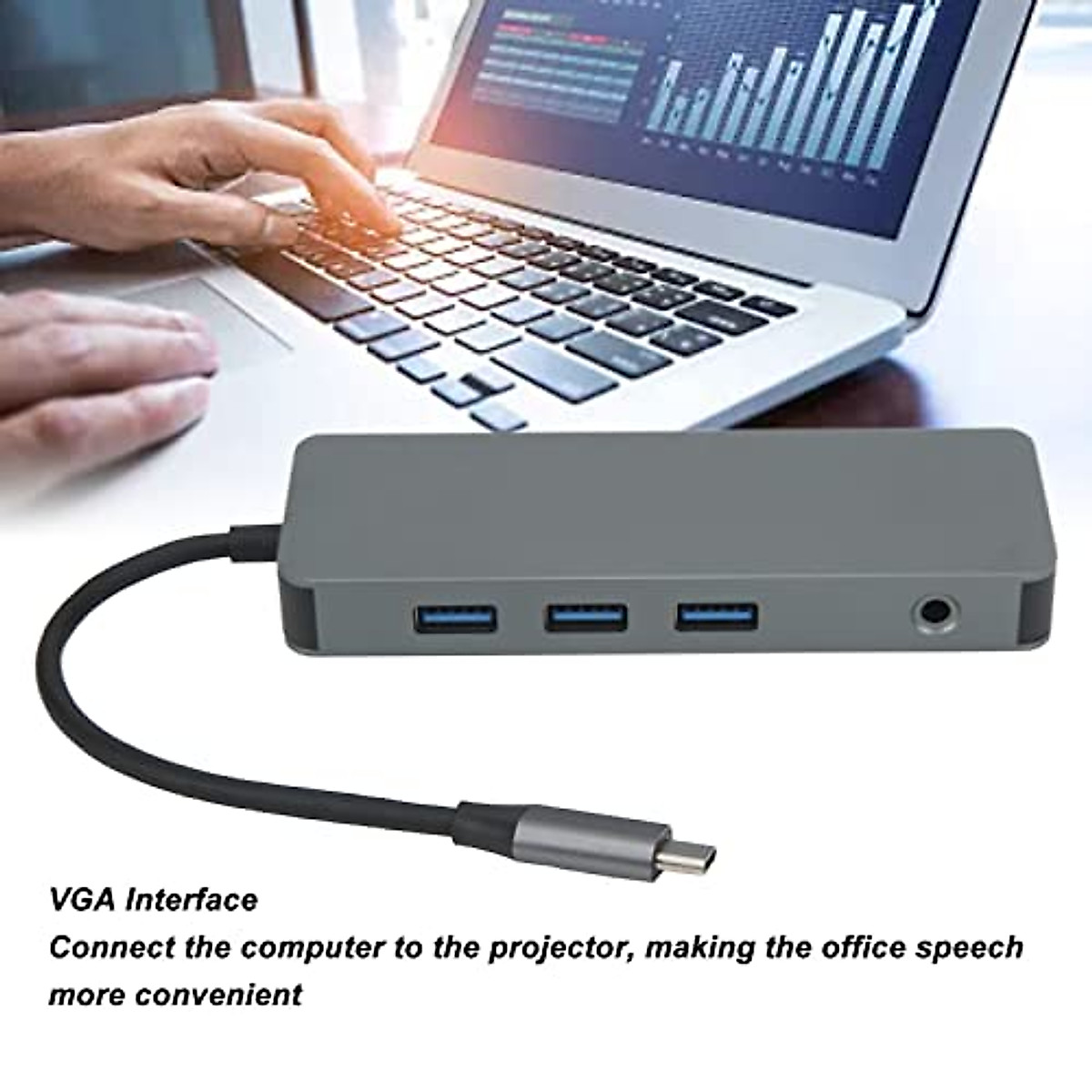 USB C Hub, 10 in 1 Multifunction Type C to VGA USB C Hub with 3 USB Port, PD Charging Dual HD Multimedia Interface for USB C Laptops