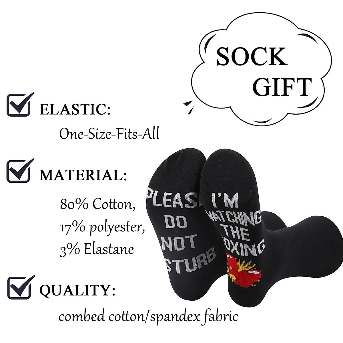 ZJXHPO Please Don’t Disturb I’m Watching The Boxing Novelty Sock Boxing Lover Coach Player Mom Dad Gift Boxer Sock (Disturb Boxing)