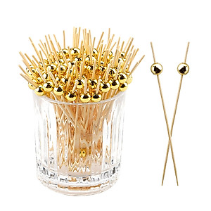 120PCS Cocktail Picks Toothpicks for Appetizers Cocktail Picks for Drinks Bamboo Toothpicks Cocktail Toothpicks Fancy Toothpicks for Appetizers Pink Pearl Toothpicks for Food Long Toothpicks 4.7Inch