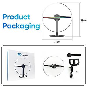 3D Holographic Fan, 3D Hologram Fan with Transparent Round Protective Cover, LED Fan Hologram Projector Suitable for Advertising Player, Party, Commercial Store Sign, Shop, Bar