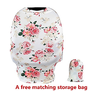 Baby Car Seat Cover for Newborns, Nursing Cover for Breastfeeding Moms, Versatility for Car Seat Canopy, Shopping Cart Covers, Stroller Cover, Infinity Scarf, Baby Shower Gifts for Boy & Girl (Floral)