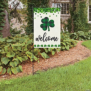 Welcome St Patricks Day Garden Flag 12.5x18 Inch Double Sided, Spring Holiday Farmhouse Yard Outdoor Decor