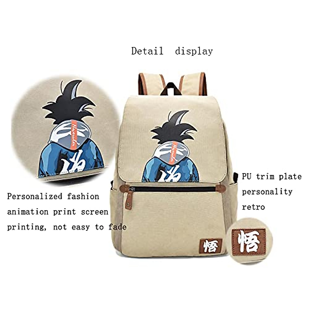 XUESUO Anime Backpack, Laptop Bags, Canvas Large-Capacity Travel Bags, Beige, One Size