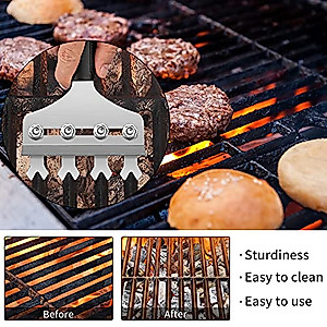 MIERXN Stainless Steel BBQ Grille Scraper- Can Clean 4 Round or V Shape Grille at The Same Time-4.3-inch Flat-Top Tray Cleaning Scraper-The Perfect Barbecue Cleaning Tool.