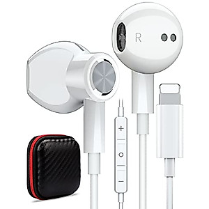 for Lightning Headphones Wired Earbuds for iPhone, MFi Certified Lightning Earphone Magnetic Headset HiFi Stereo with Microphone Volume Control for iPhone 14 Pro Max 13 12 Mini 11 10 X XR SE3 7 8 Plus