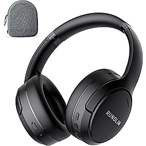 Hybrid Active Noise Cancelling Headphones, Wireless Over Ear Bluetooth Headphones with Microphone, 100H Playtime, Foldable Headphones with HiFi Audio, Deep Bass, Hard Case for Home Travel Office