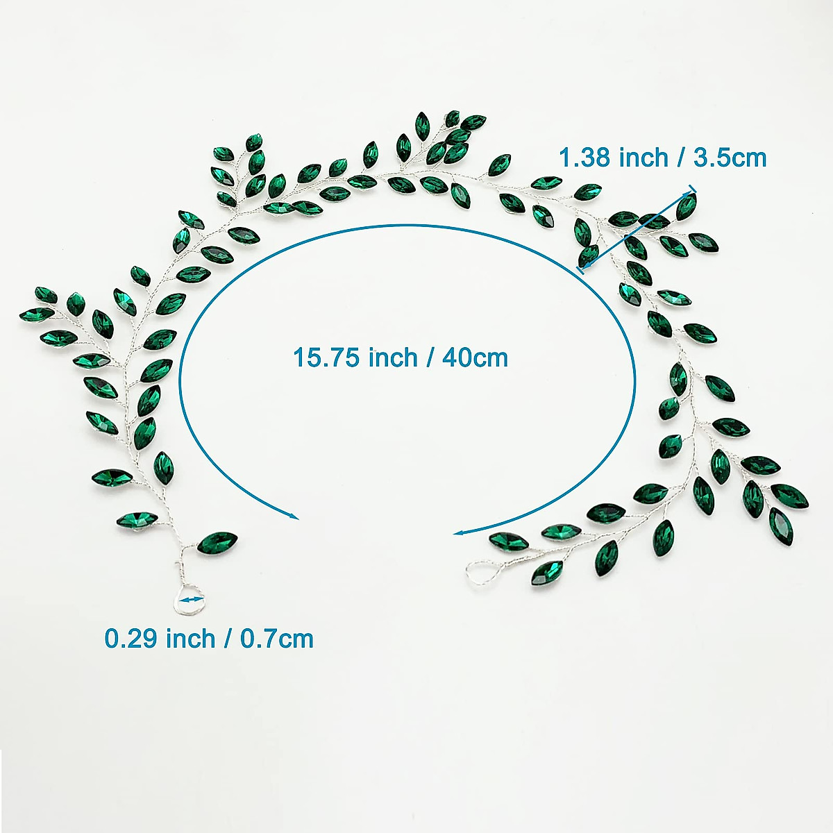 BETITETO Wedding Bridal Hair Vine Green Rhinestone Headband Hair Piece Accessories for Women Girls Party Photoshoot