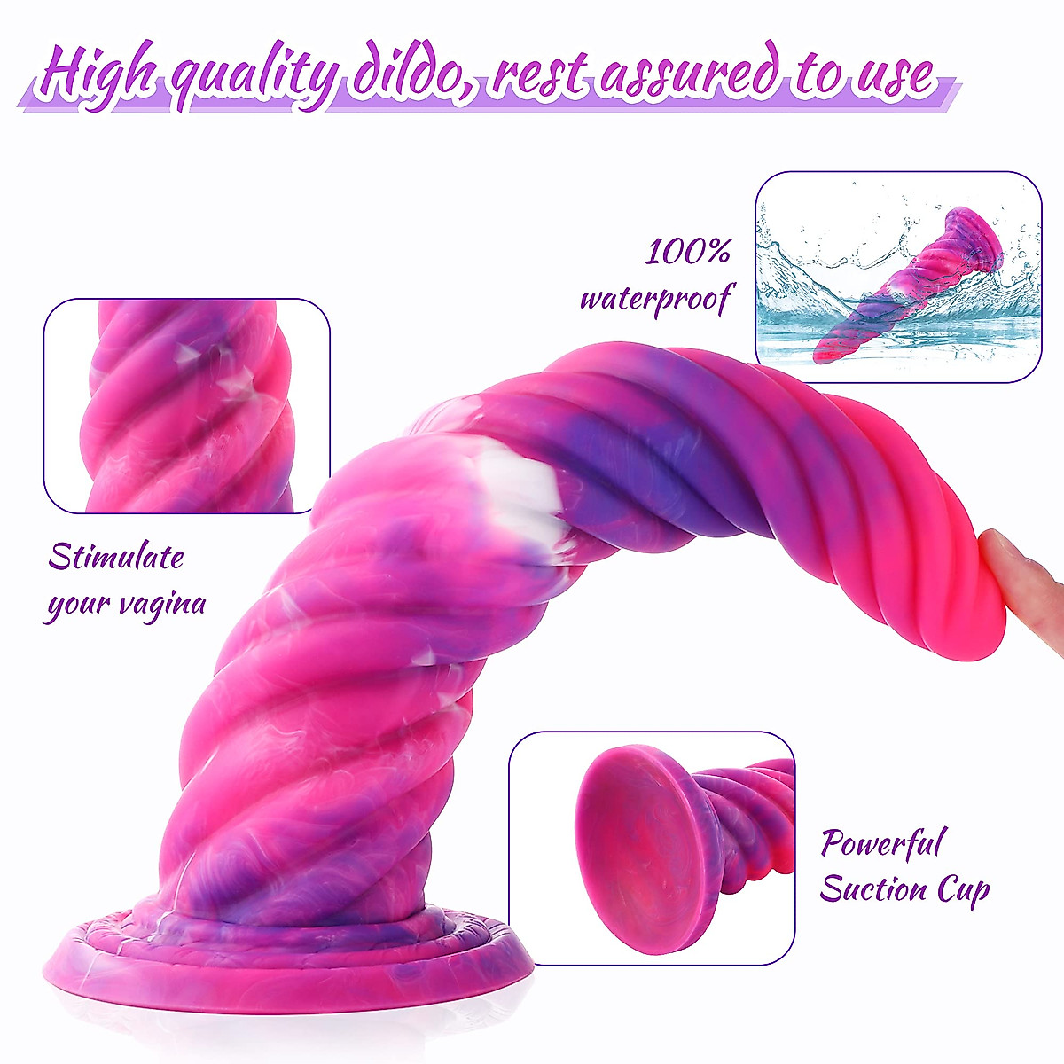 Hismith Monster Dildo 10.12 inch Large Silicone Dildo Sex Toys for Male and Female Lifelike Dildo