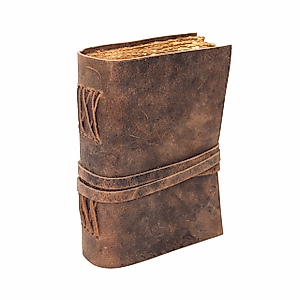 CLA Journal, Vintage Leather Journal, Handmade Deckle Edge Paper Journal, Leather Sketch Book, Leather Notebook, Leather Journal for Women, Leather Journal for Men (7 x 5 Inch, Vintage Brown)