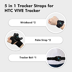 AMVR 5-Pcs Full Body Straps for HTC Vive VR Tracker/Tracker(3.0) - Adjustable Waist Belts, Wrist Band Accessories (Tracker Sold Separately)