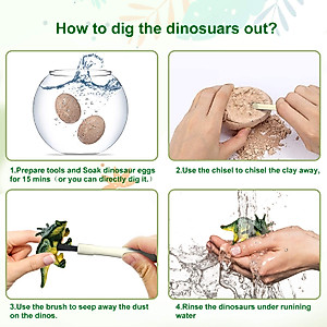 Bigear Dinosaur Eggs Excavation Dig Kit - Dinosaur Toys for Kids - Break Open 12 Dinosaur Eggs and Discover 12 Cute Dinosaurs - Archaeology Preschool Science STEM Crafts Birthday Gifts for Boys Girls