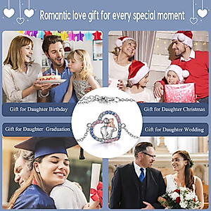 AOBOCO Daughters Bracelet Christams Gifts from Dad Sterling Silver Father Daughter Jewelry