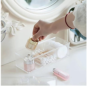 JRIQH 3 Grids Qtip Hold Dispenser.Qtip Organizers and Storage with Lid for Bathroom Vanity Countertop for Cotton Swabs,Cotton Rounds,Lipstick,Hairpin,Cosmetics (3 Grid transparent)