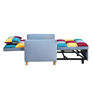 3-in-1 Single Chair Bed,Convertible Sleeper Sofa Chair Bed with Pillow,Multi-Functional Sleeper Chair with Adjustable Backrest,pullout Sofa Bed with Velvet Fabric for Apartment(Multicolor)