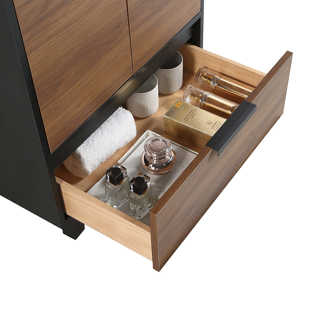Fine Fixtures Hamilton Bathroom Vanity and Sink, 24 Inch Walnut - ADA Compliant