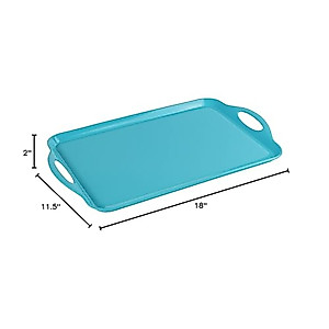 Calypso Basics Rectangular and Tidbit Serving Tray Set, Turquoise